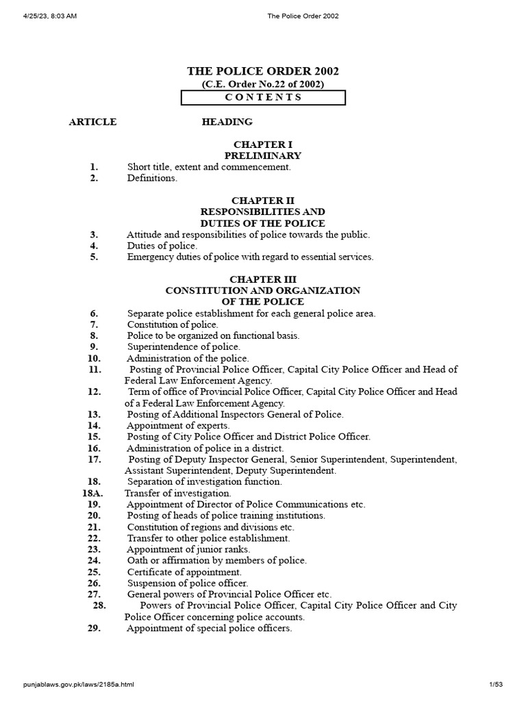 The Police Order 2002 | PDF | Police | Inspector