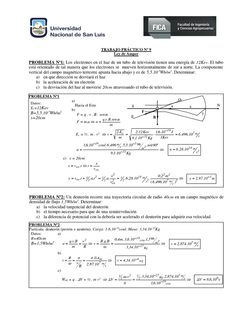 Resueltos P9 Fisica II 2018 | PDF | Electrón | Corriente eléctrica