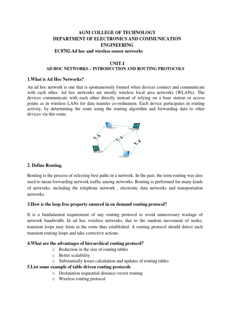 EC8702 Ad Hoc Question Bank Ece | PDF | Wireless Ad Hoc Network | Routing