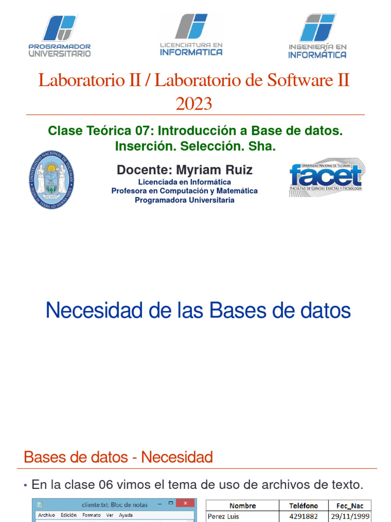 Clase 07 - Laboratorio II 2023 | PDF | Bases de datos | Mi sql Clase 07 - Laboratorio II 2023 | PDF | Bases de datos | Mi sql