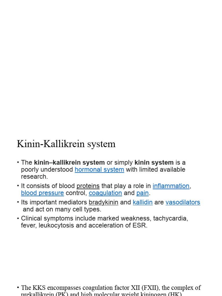 Kininogen Kinin System | PDF | Coagulation | Nutrients