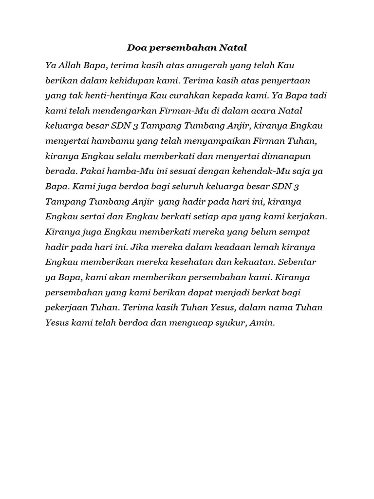 Doa Persembahan Natal | PDF