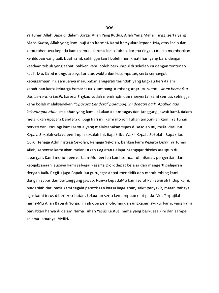 Doa Upacara Hari Senin | PDF