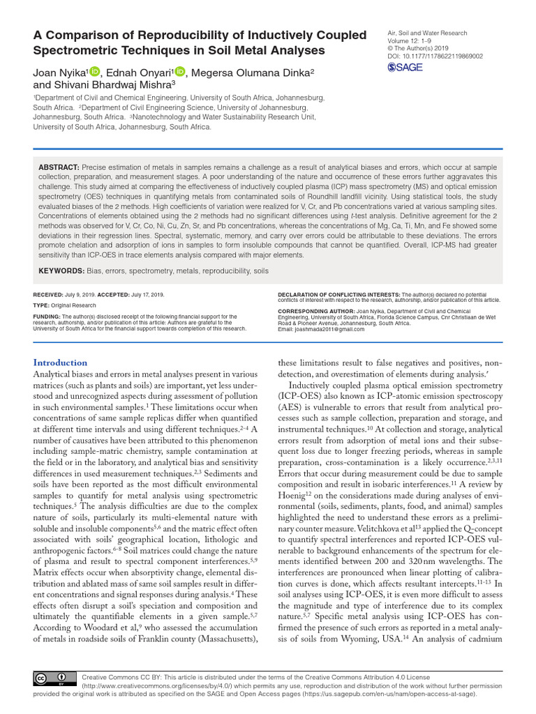 A Comparison of Reproducibility of Inductively Cou | PDF | Applied And ...