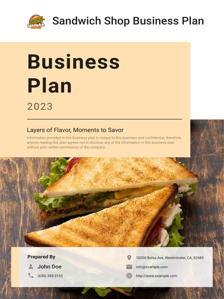 Sandwich Shop Business Plan | PDF