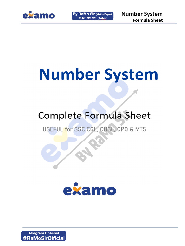 Number System - Formula - by Ramo Sir | PDF | Numbers | Mathematical ...