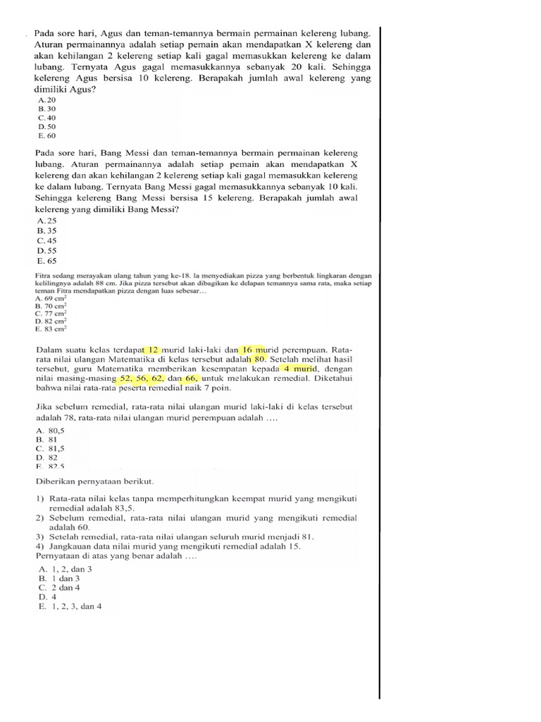 Latihan Soal Penalaran Matematika | PDF