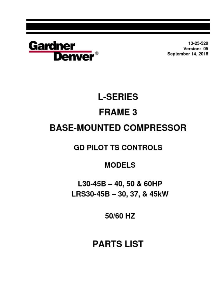 L-Series Frame 3 Base-Mounted Compressor: GD Pilot Ts Controls Models ...