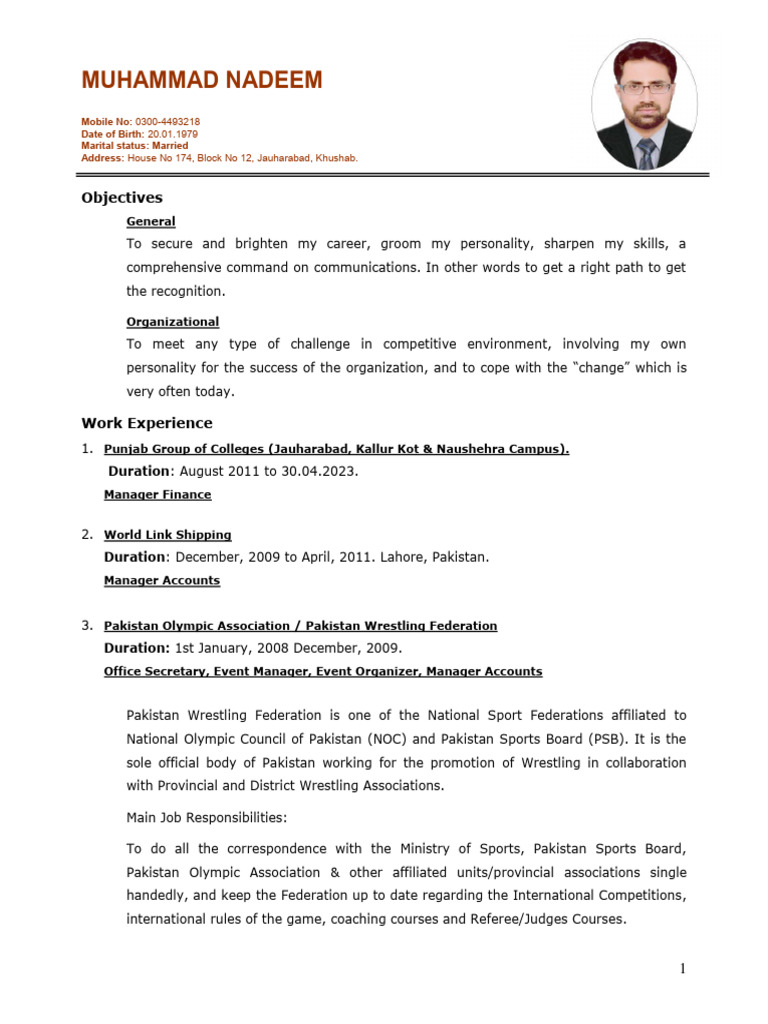 Muhammad Nadeem: Objectives | PDF | Accounting | Pakistan