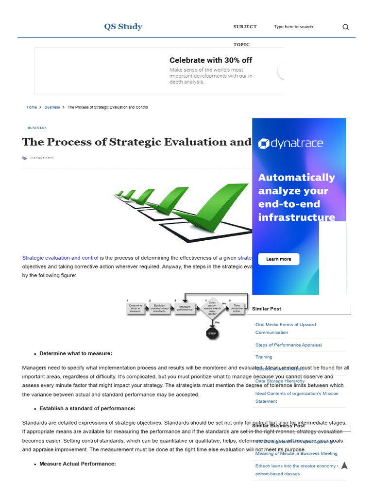 The Process of Strategic Evaluation and Control - QS Study | PDF | Evaluation | Performance ...
