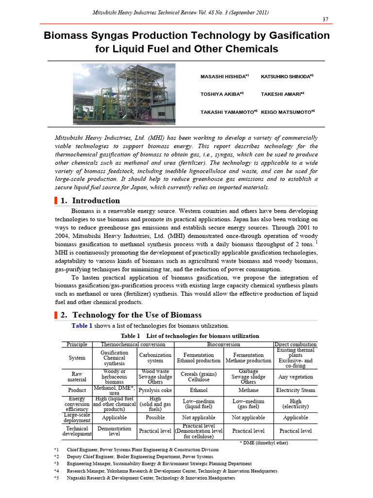 Biomass Syngas Tech for Liquid Fuels | PDF | Gasification | Physical Sciences