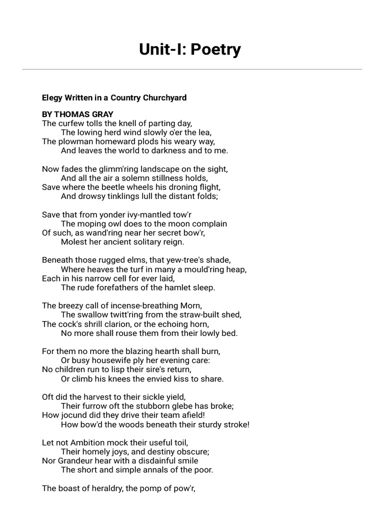 Elegy and Reflection in Poetry | PDF | Poetry