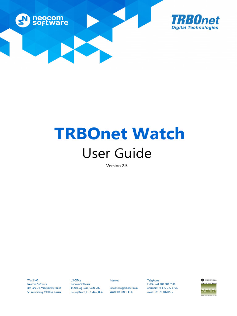 TRBOnet Watch v2.5 User Guide | PDF | Computer Network | Databases