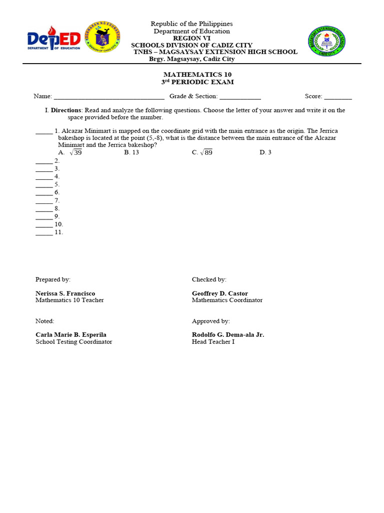 Exam TOS Template | PDF | Learning