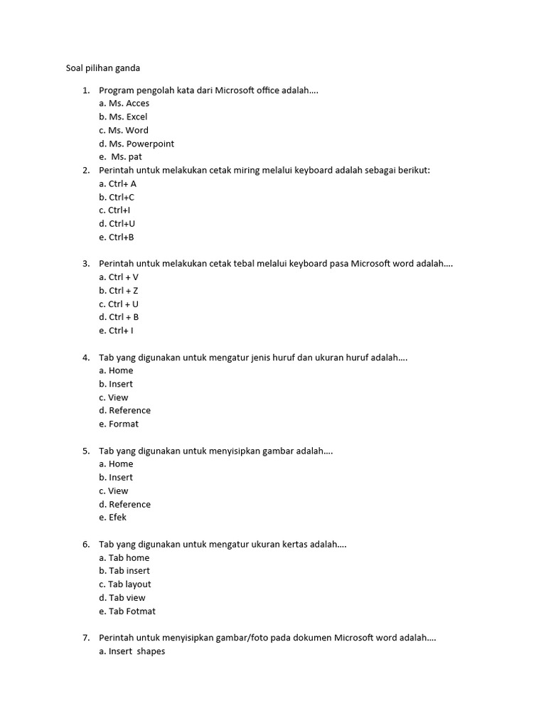 Soal Pilihan Ganda | PDF