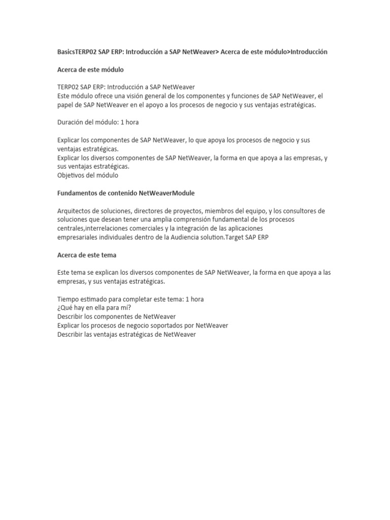 Introduccion SAP NetWeaver (Traducido) | PDF