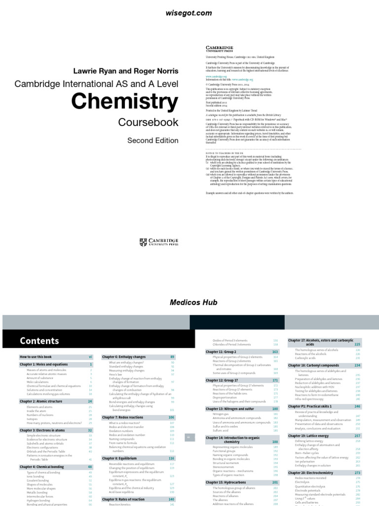 A Level Chemistry | PDF | Chemical Reactions | Mass Spectrometry