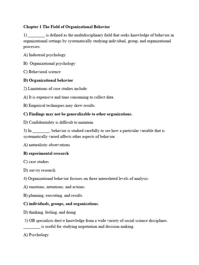 Organizational Behavior Chapter 1 | PDF