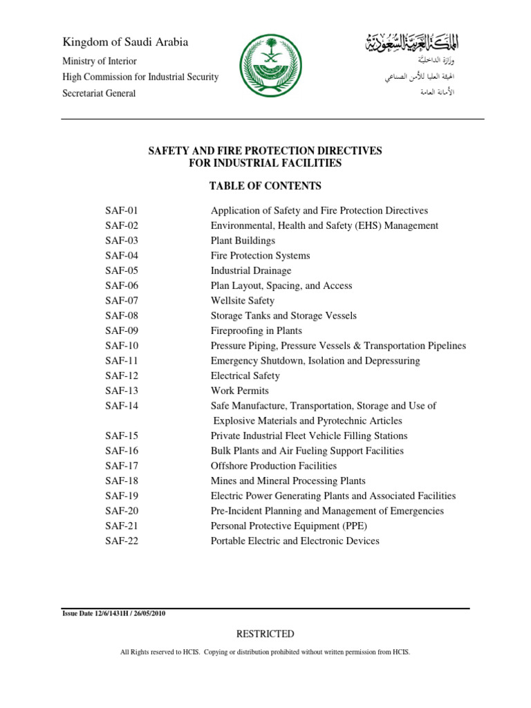 SAF-01 Application of SAF Directives 30 - JUN - 2010 | PDF | Safety ...