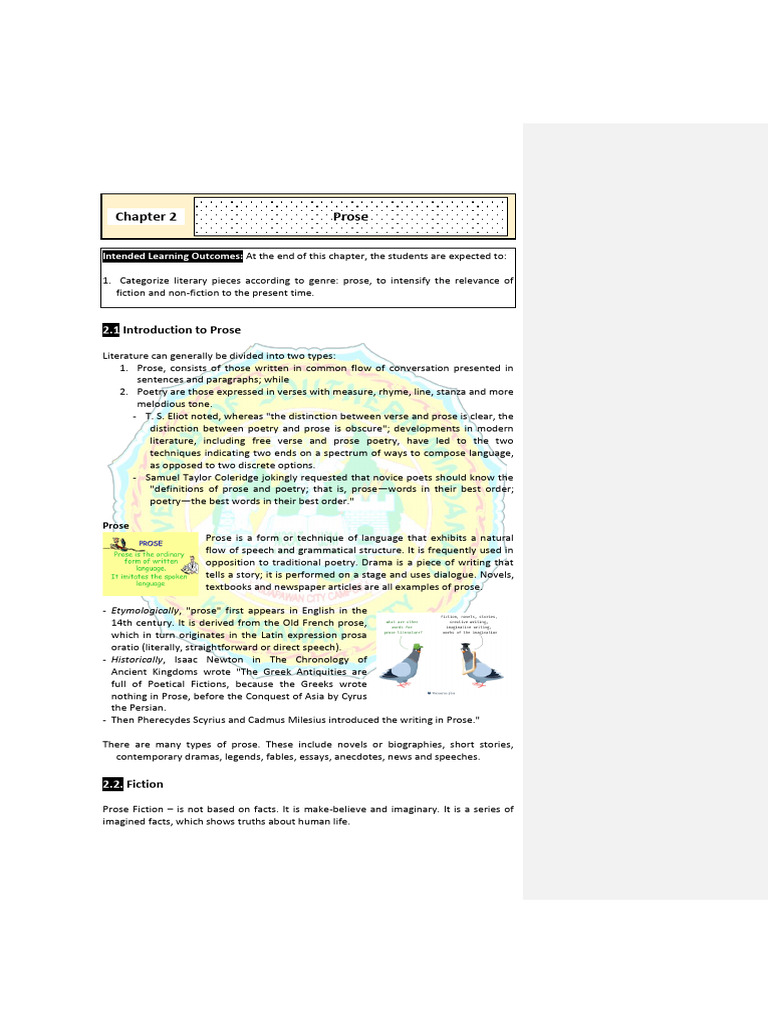 USMKCC COL F 050b LIT 111 Chap 2 | PDF | Narration | Prose