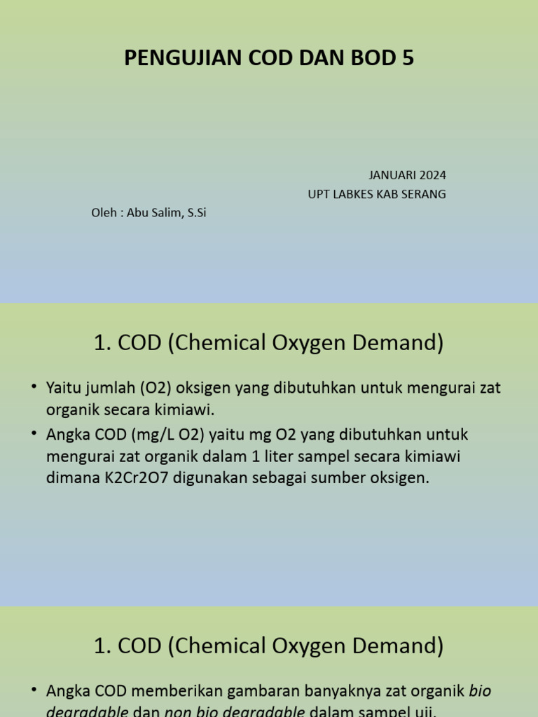 Pengujian COD dan BOD di Labkes | PDF