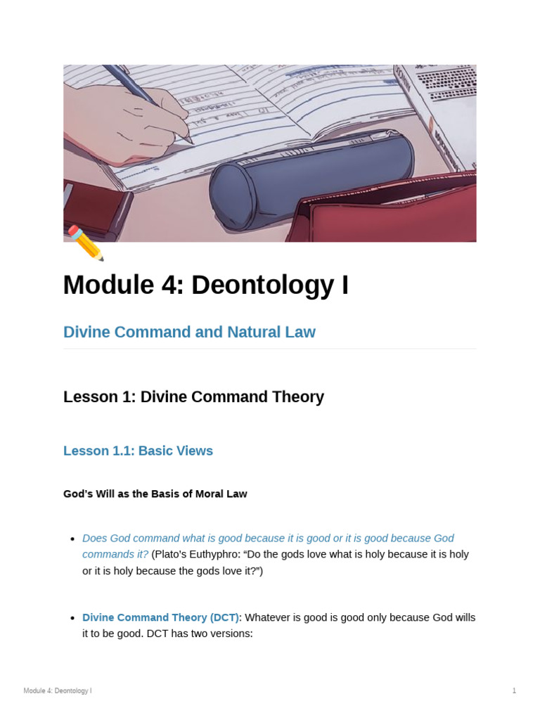 Deontology: Divine Command & Natural Law | PDF | Natural Law | Divine ...