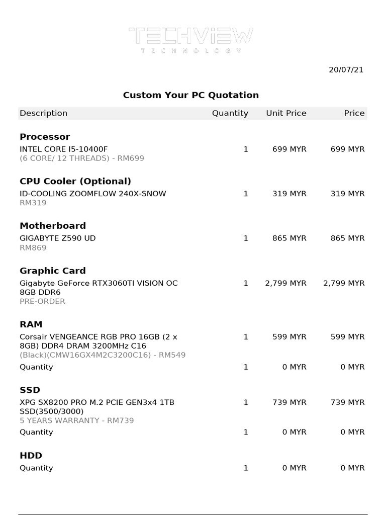 Custom Your PC Quotation-7 - 21 - 2021 | PDF