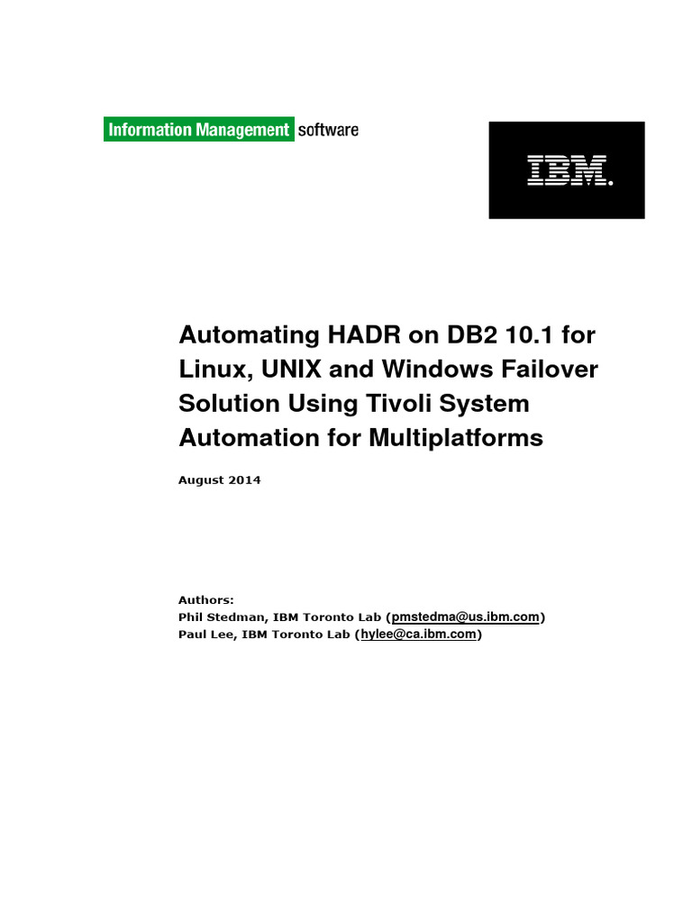 db2 10 Hadr Tsa v1 | PDF