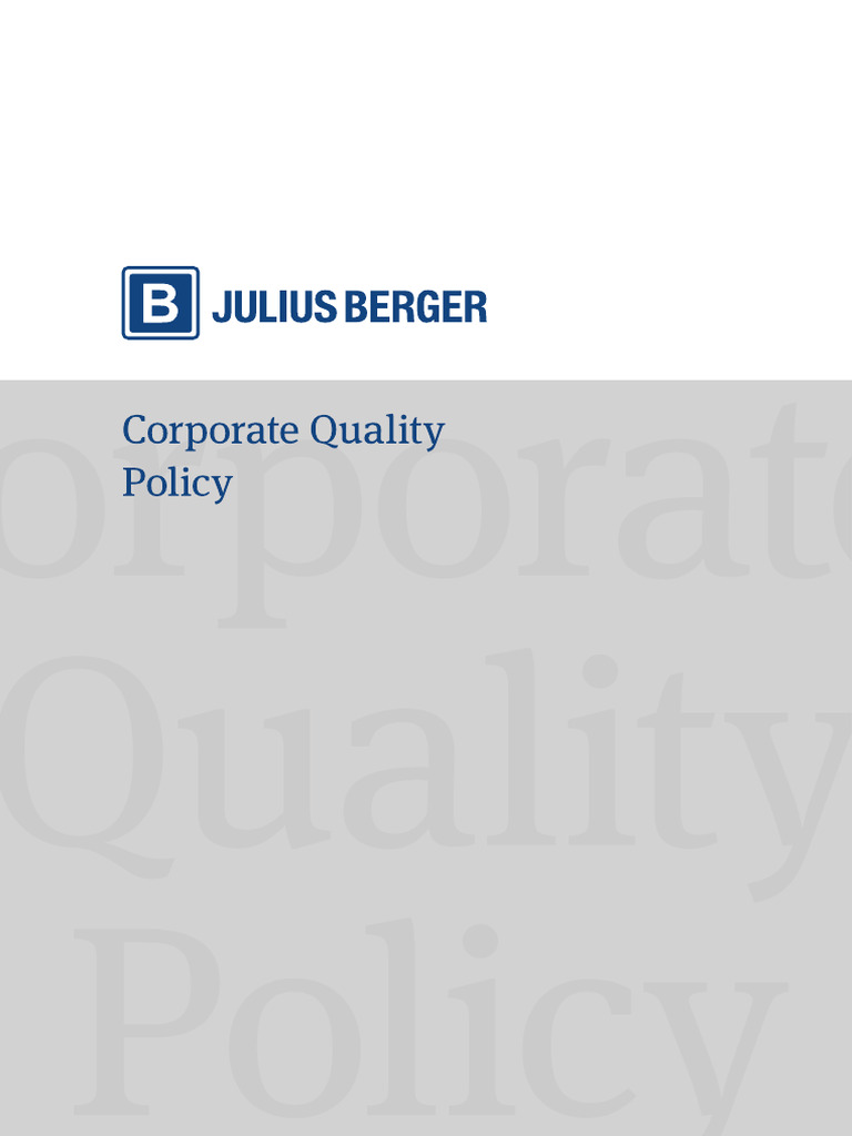 Julius Berger Quality Management Policy | PDF