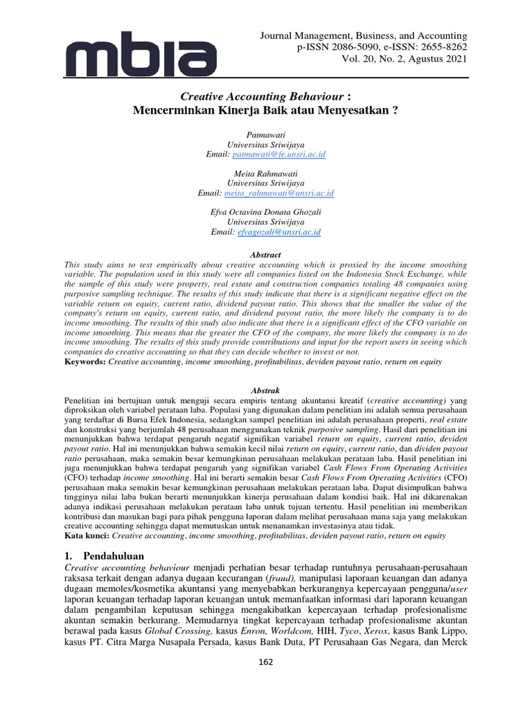Creative Accounting Behaviour | PDF | Logistic Regression | Coefficient ...