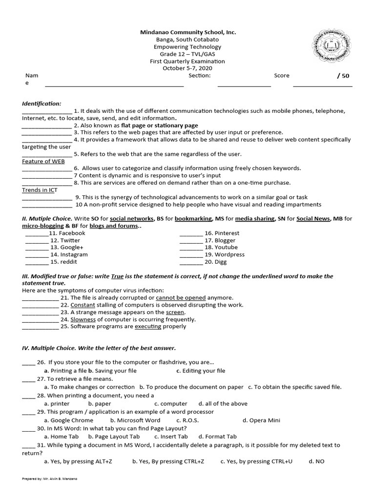 Exams 2021 | PDF | Microsoft Word | Central Processing Unit