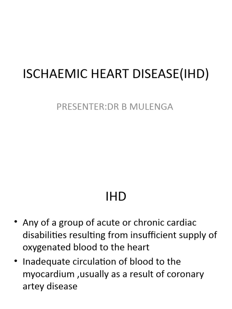 Ischaemic Heart Disease (Ihd) | PDF | Coronary Artery Disease ...