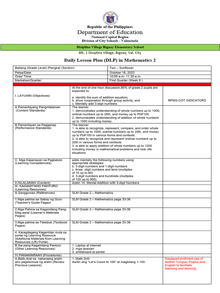 Galo 1st Quarter Cot 23-24 | PDF | Learning | Education Theory