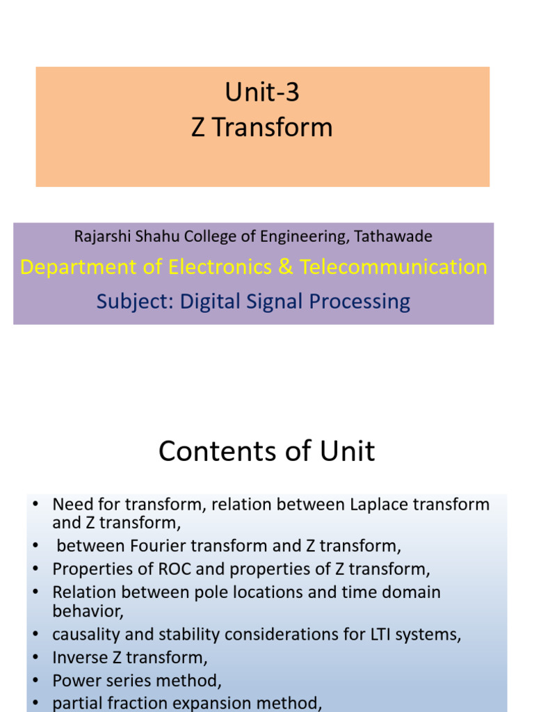 Z_Transform __DSP_Unit-3 | PDF
