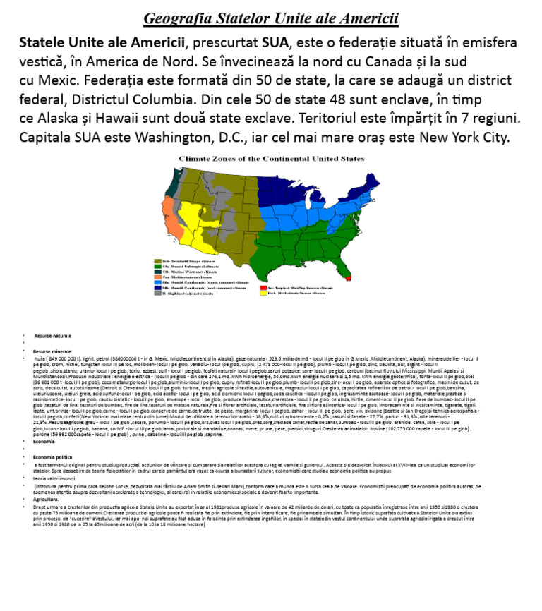 Geografia și Economia SUA | PDF