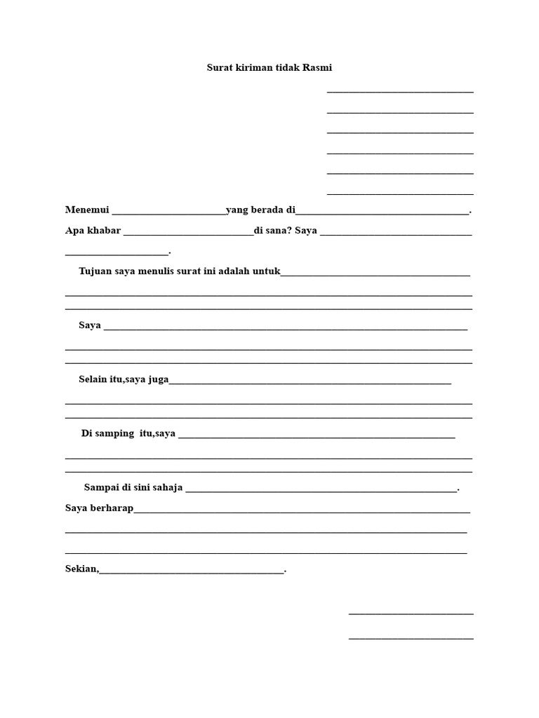 format Surat kiriman tidak Rasmi | PDF
