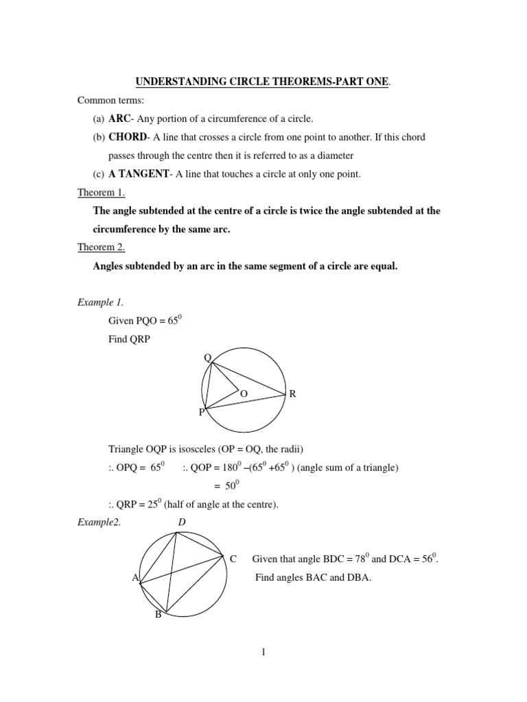 Understanding Circle Theorems-part One | PDF | Circle | Triangle