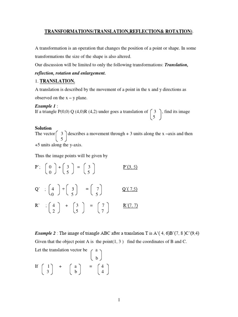Transformations (Translation, Reflection& Rotation) . | Download Free ...