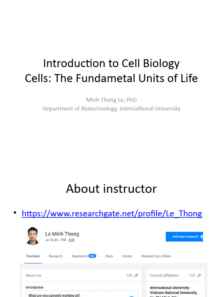 L1 - Cells The Fundametal Units of Life | PDF | Cell (Biology) | Biology