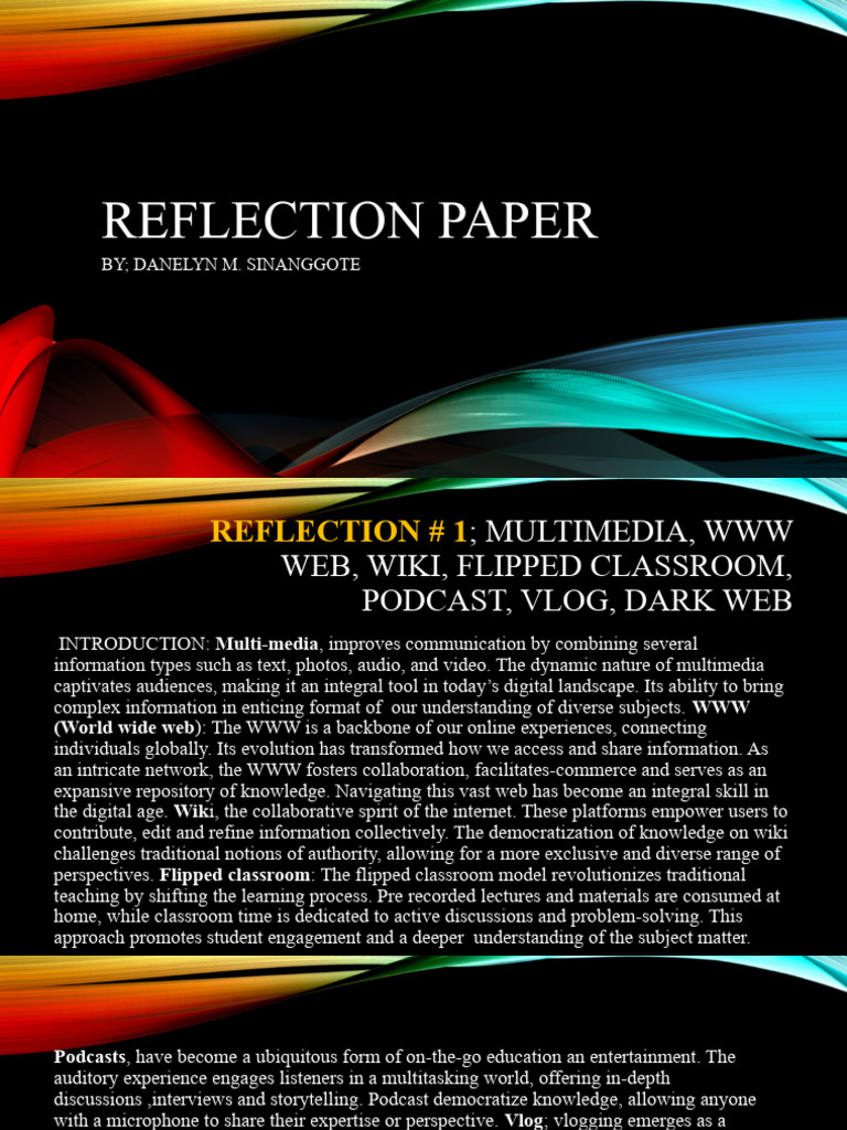 REFLECTION PAPer; Danelynsinanggote | PDF | Multimedia | Educational Technology