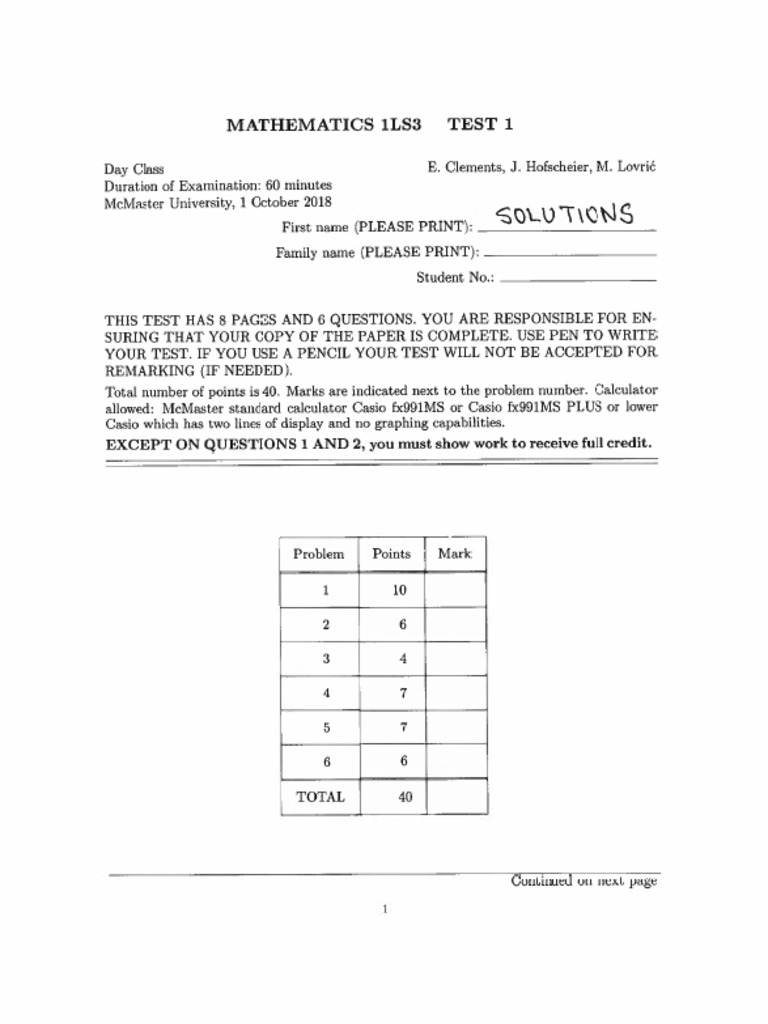 1LS3 F18Test1 Solutions | PDF