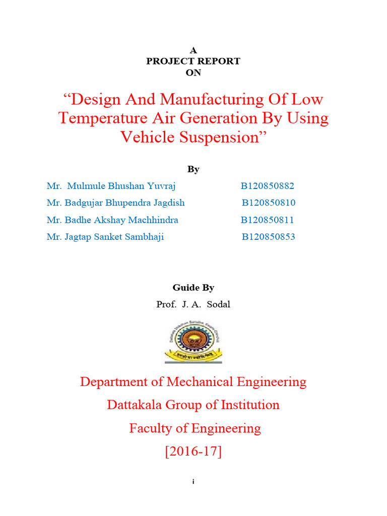 Design And Manufacturing Of Low Temperature Air Generation By Using Vehicle Suspension | PDF ...