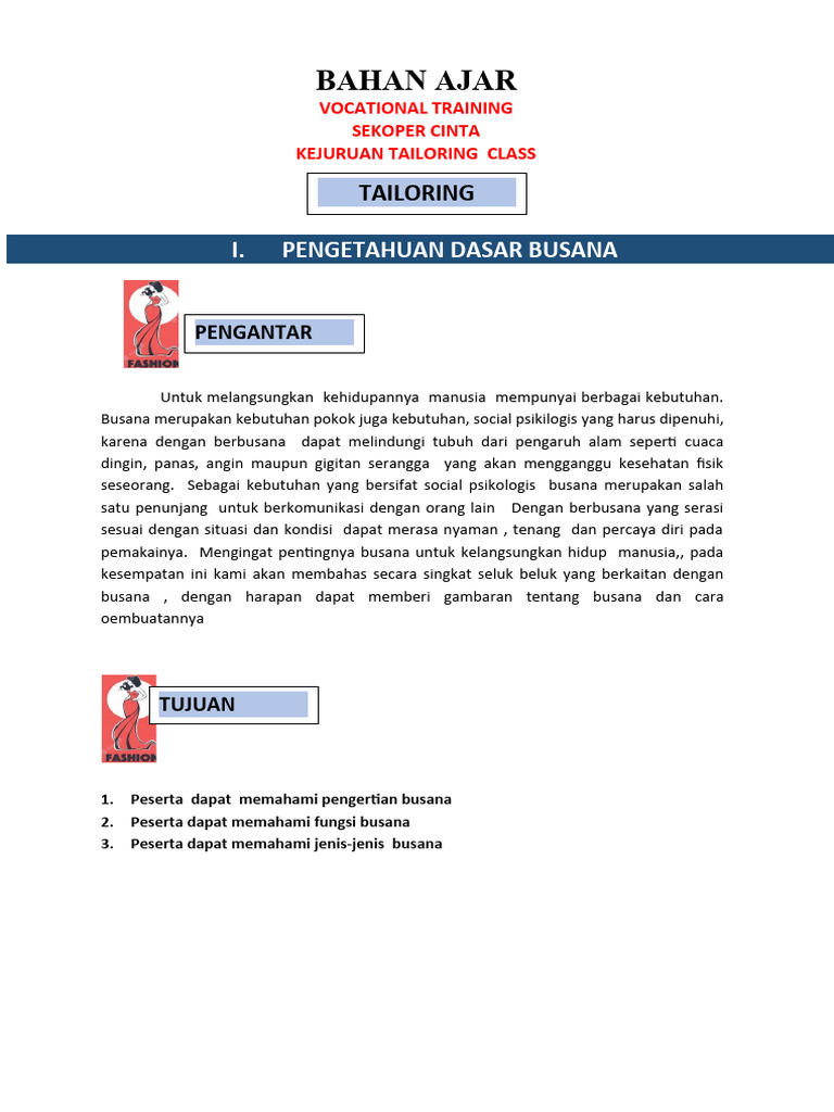 Modul Peng. Dasar Busana | PDF