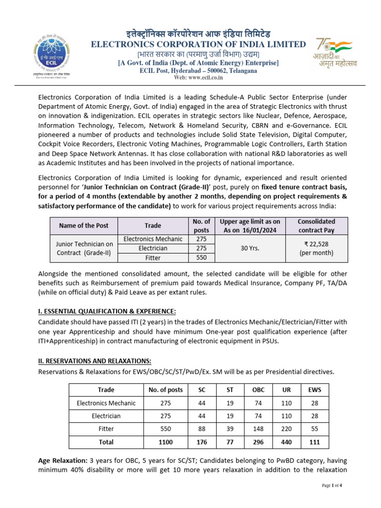 Advt JTC 01 2024 | PDF