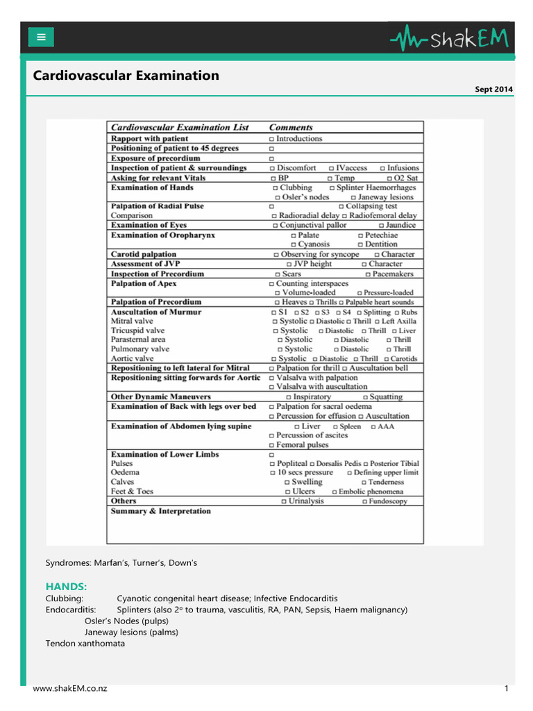 Cardiology CardiovascularExamination | PDF | Diastole | Cardiovascular ...