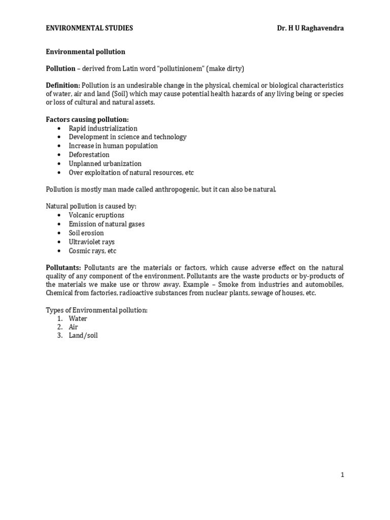 Unit-4 Environmental Pollution Notes, MCQ & Questions | PDF | Waste ...