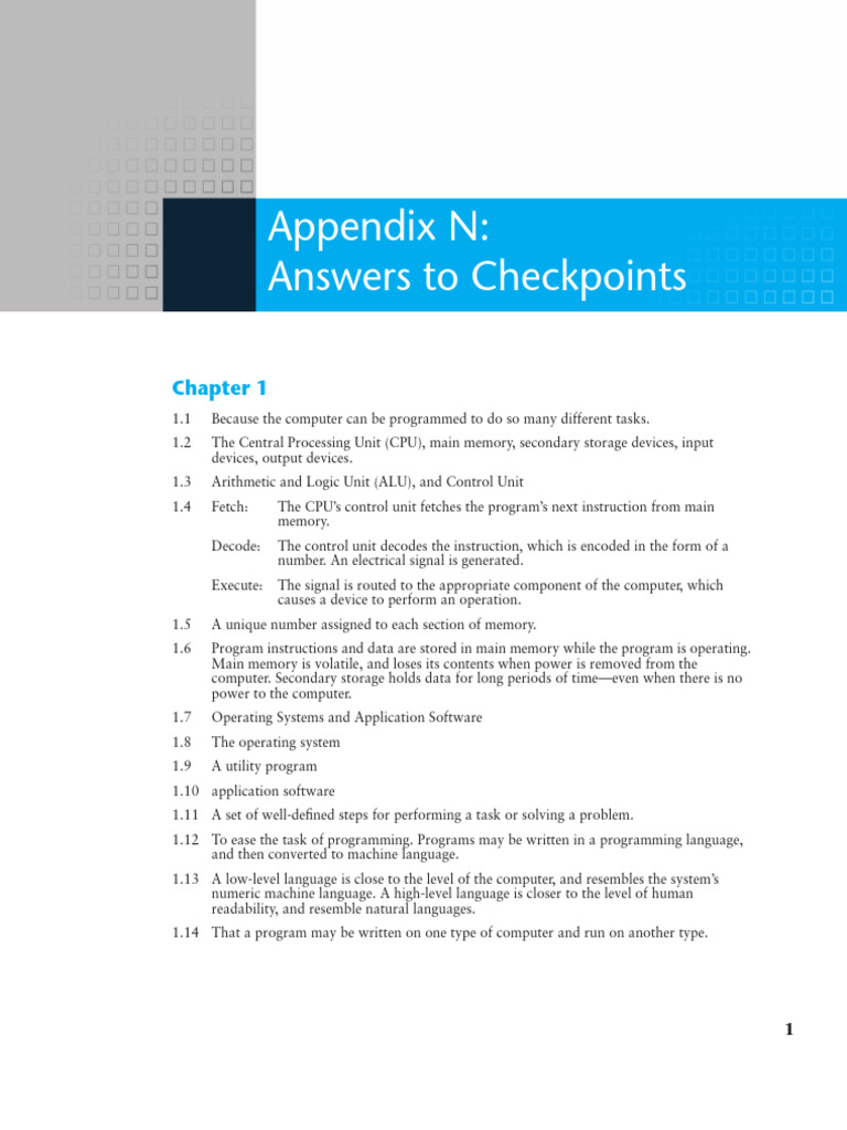 C++ Checkpoint Answers Overview | PDF | Computer Program | Programming