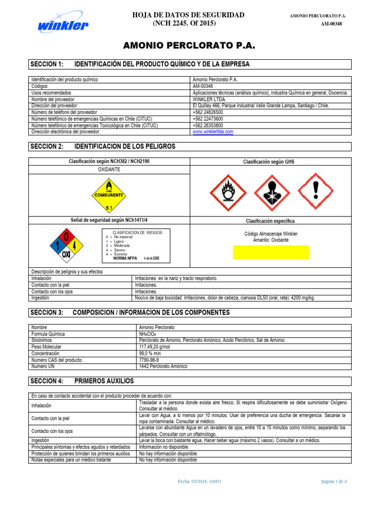 Amonio-Perclorato-P A | PDF