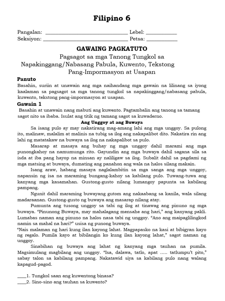 Filipino 6 | PDF