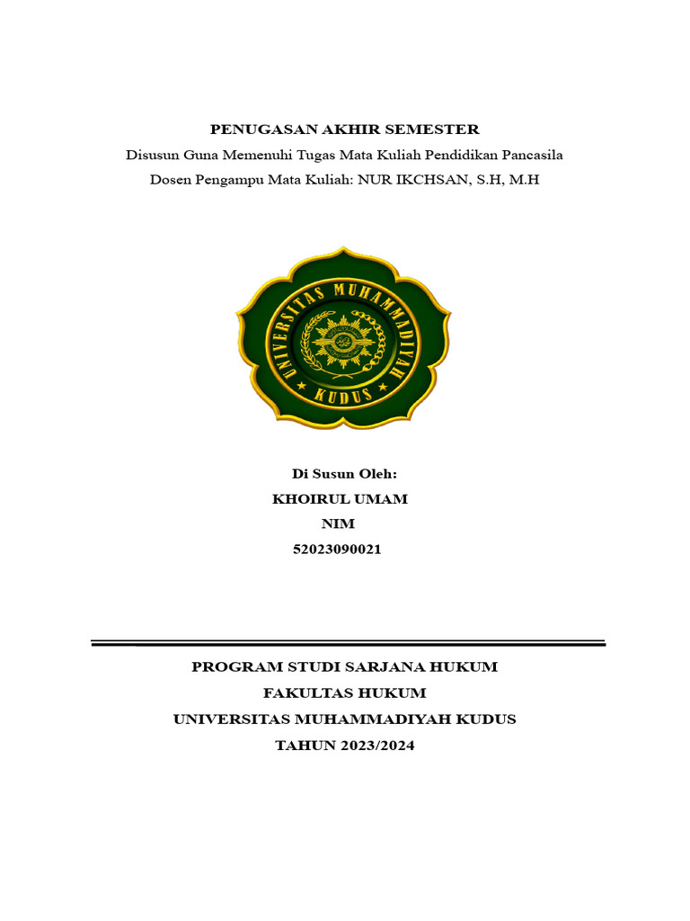 Penugasan Akhir Semester Pancasila - Khoirul Umam | PDF